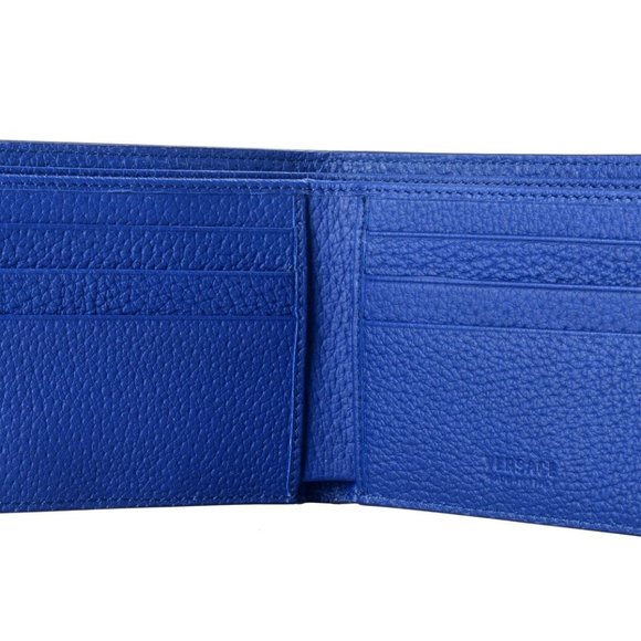 Versace | Bags | Versace 0 Leather Blue Mens Wallet | Poshmark